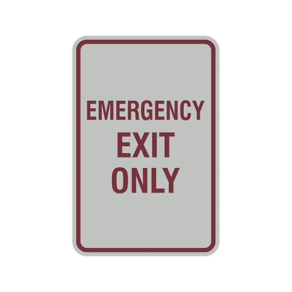 Portrait Round Emergency Exit Only Sign (Light Grey / Burgundy) - Large ...