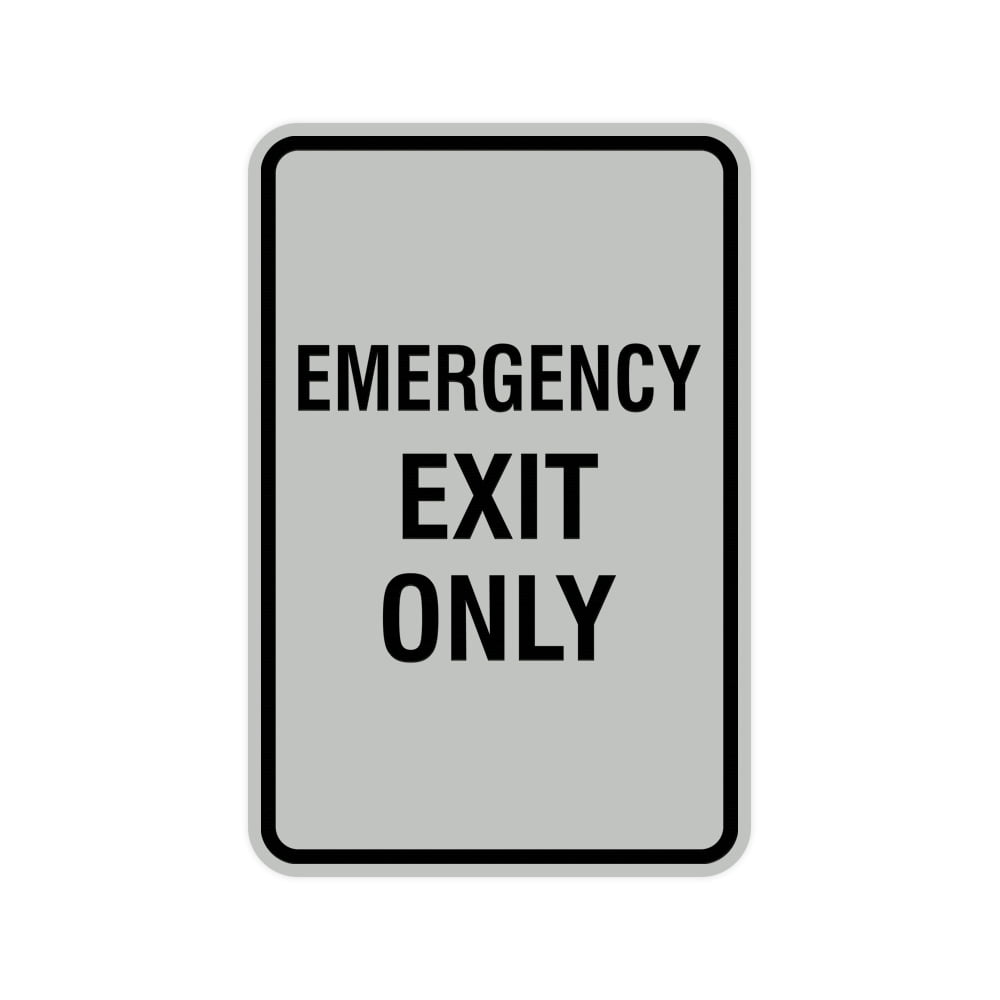 Portrait Round Emergency Exit Only Sign (Lt Gray) - Large 6" x 8 ...
