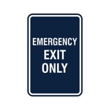 Portrait Round Emergency Exit Only Sign (Navy Blue / White) - Medium 5 ...