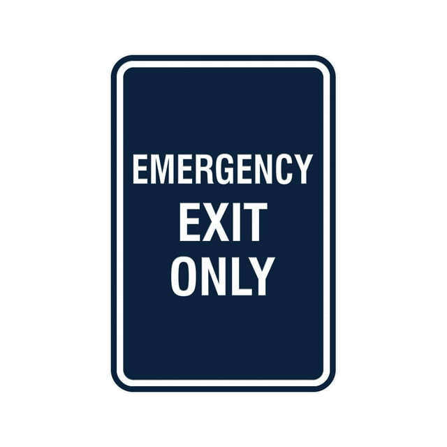 Portrait Round Emergency Exit Only Sign (Navy Blue / White) - Medium 5 ...