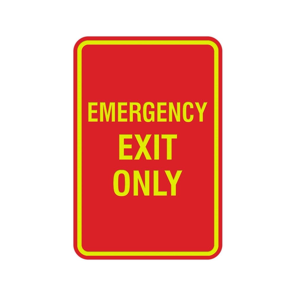 Portrait Round Emergency Exit Only Sign (Red/Yellow) - Small 4" x 6 ...
