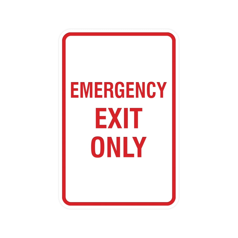Portrait Round Emergency Exit Only Sign (White/Red) - Large 6" x 8 ...