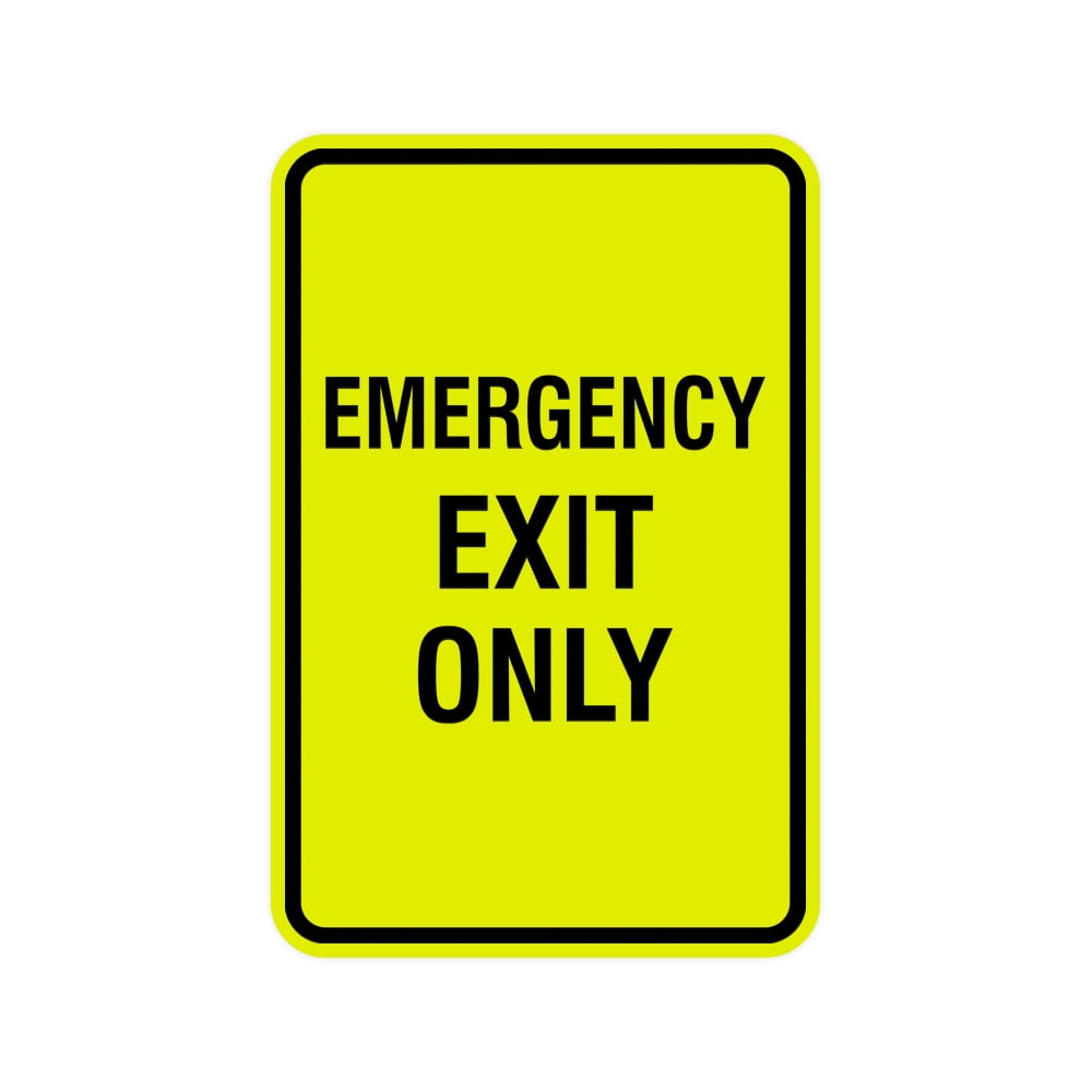 Portrait Round Emergency Exit Only Sign (Yellow / Black) - Large 6" x 8 ...