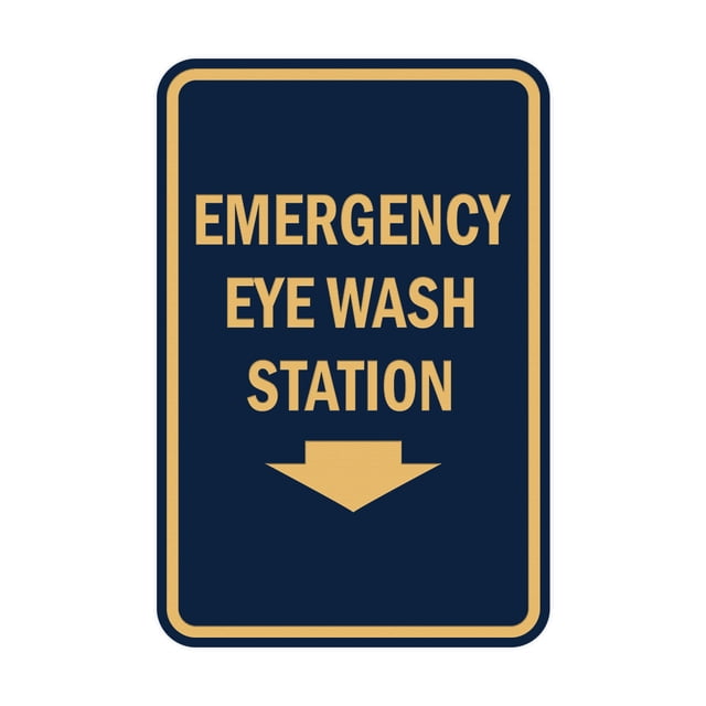 Portrait Round Emergency Eye Wash Station Sign (Navy Blue/Gold) - Large ...