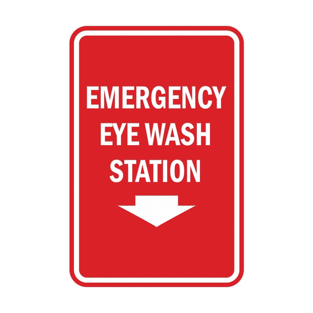 Portrait Round Emergency Eye Wash Station Sign (Red) - Small 4" x 6 ...