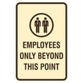 Portrait Round Employees Only Beyond This Point Sign (Ivory/Dark Brown ...
