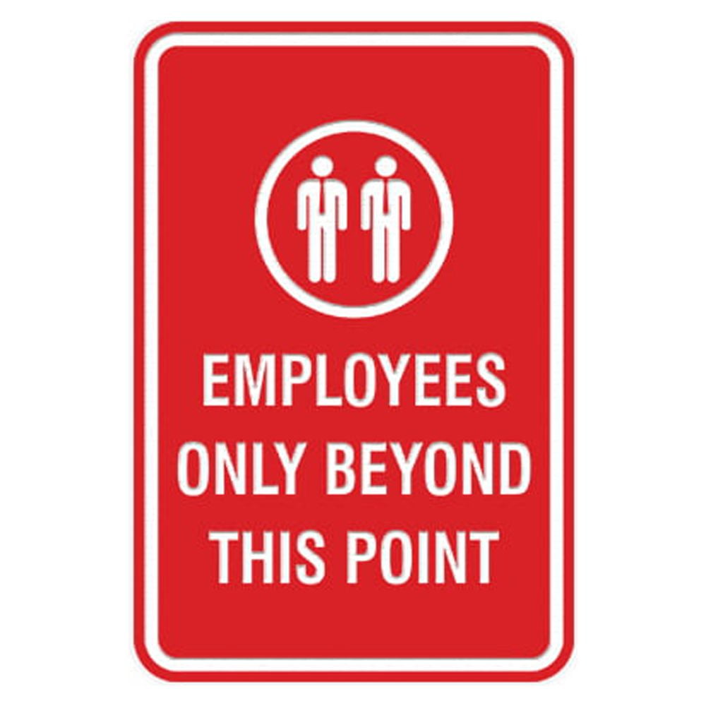 Portrait Round Employees Only Beyond This Point Sign (Red) - Medium 5 ...