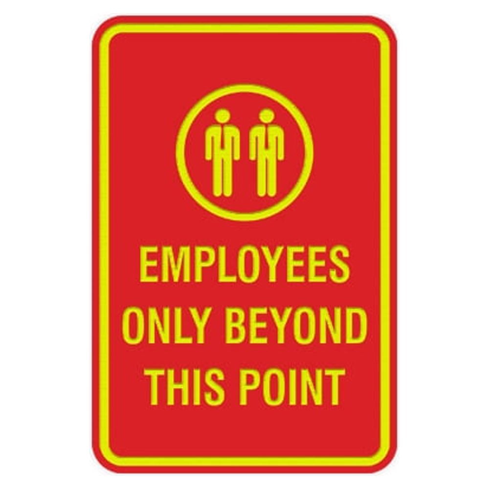 Portrait Round Employees Only Beyond This Point Sign (Red/Yellow ...