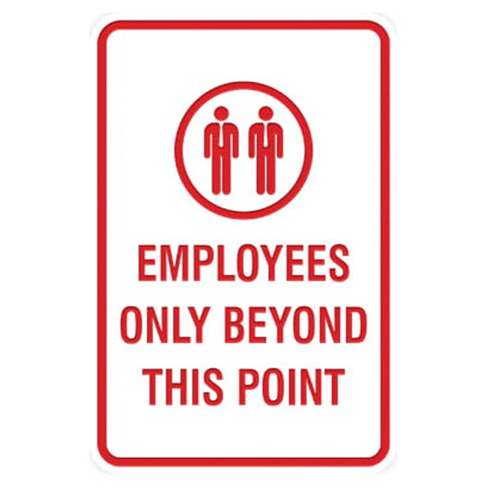Portrait Round Employees Only Beyond This Point Sign (White/Red ...