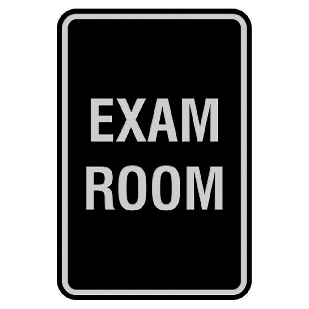 Portrait Round Exam Room Sign (Black / Silver) - Small 4" x 6 ...