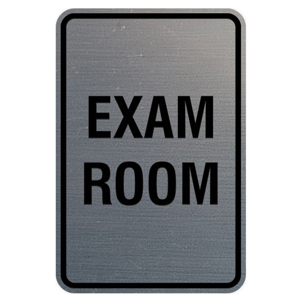 Portrait Round Exam Room Sign (Brushed Silver) - Large 6" x 8 ...