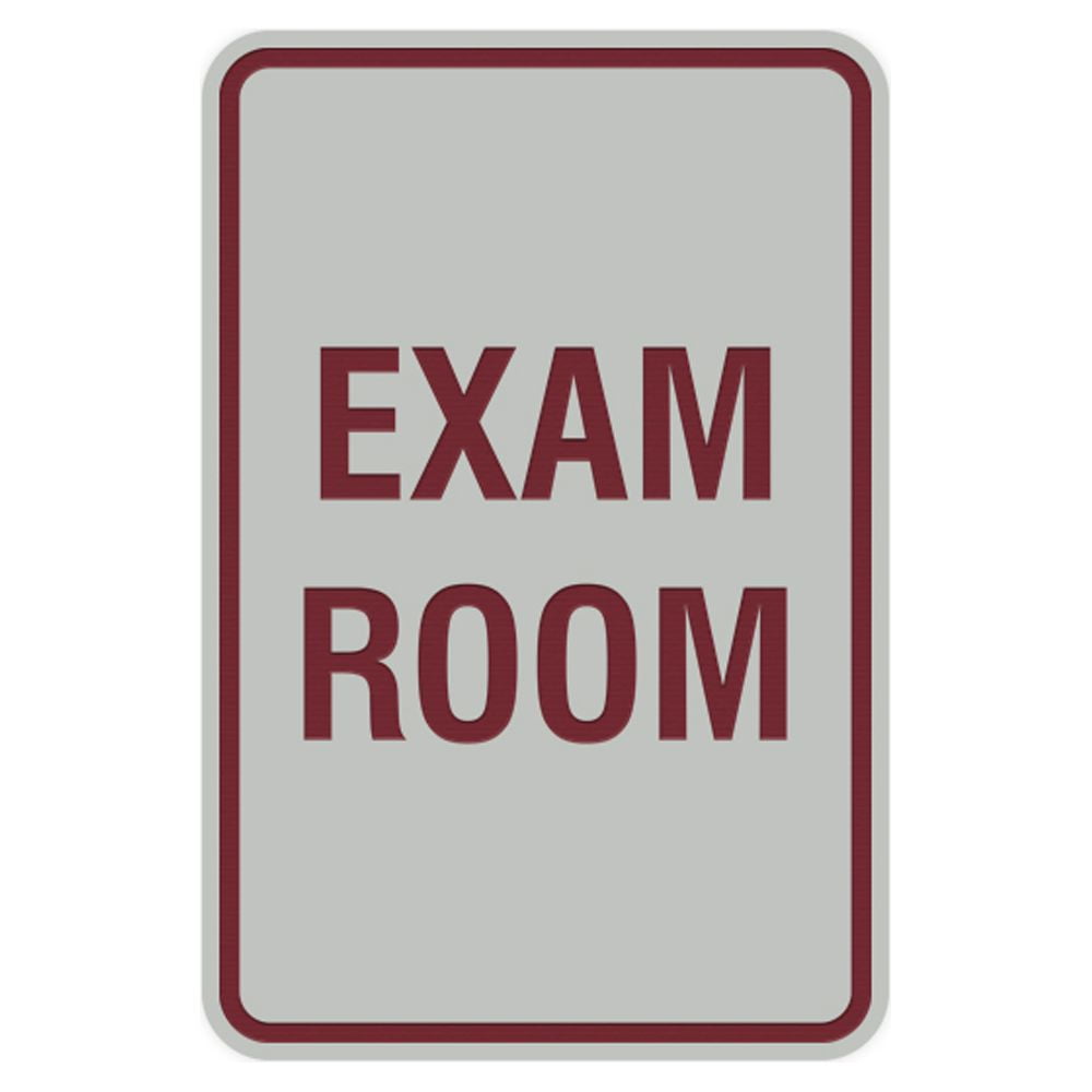 Portrait Round Exam Room Sign (Light Grey / Burgundy) - Large 6" x 8 ...