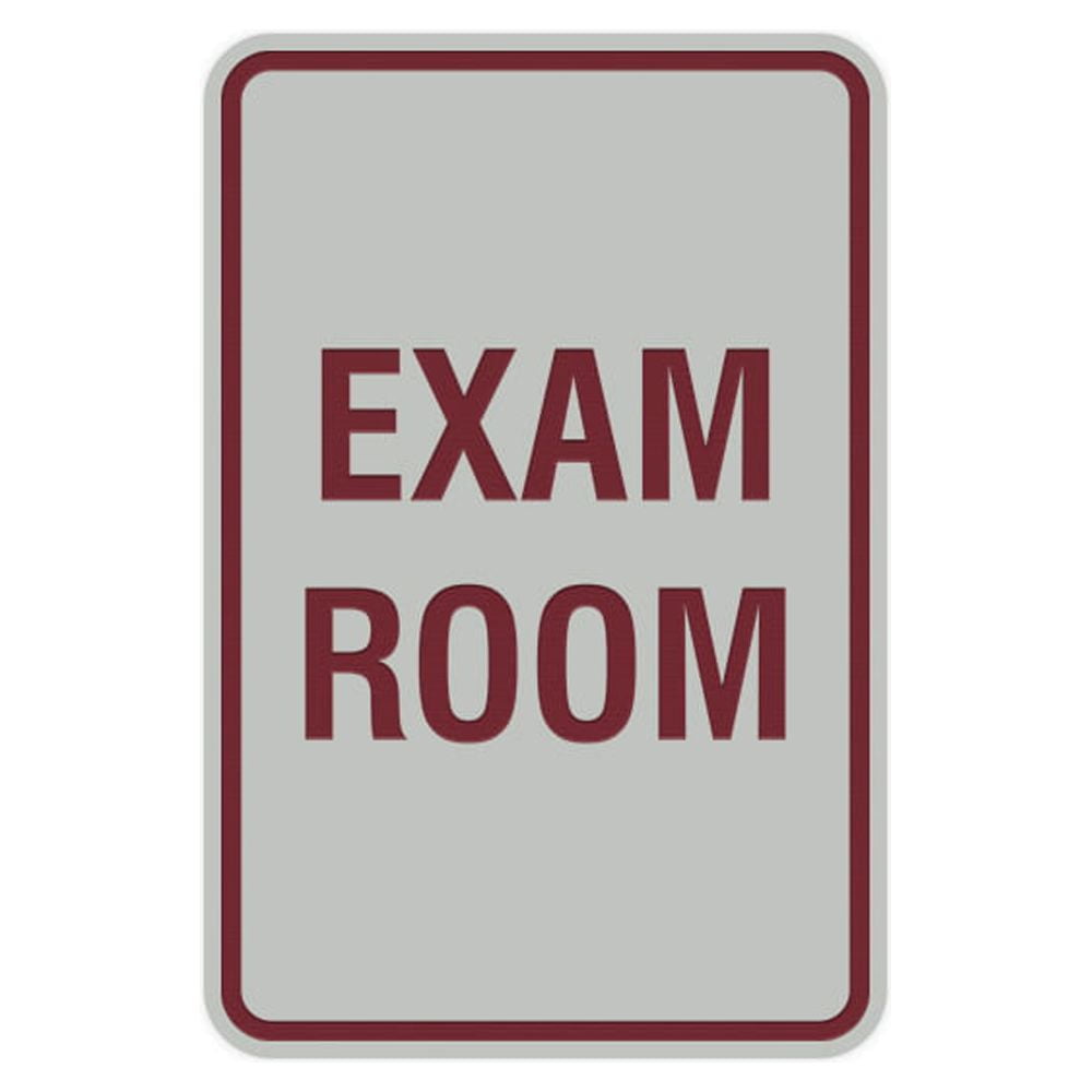 Portrait Round Exam Room Sign (Light Grey / Burgundy) - Small 4" x 6 ...