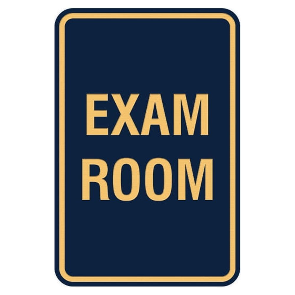 Portrait Round Exam Room Sign (Navy Blue/Gold) - Large 6" x 8 ...
