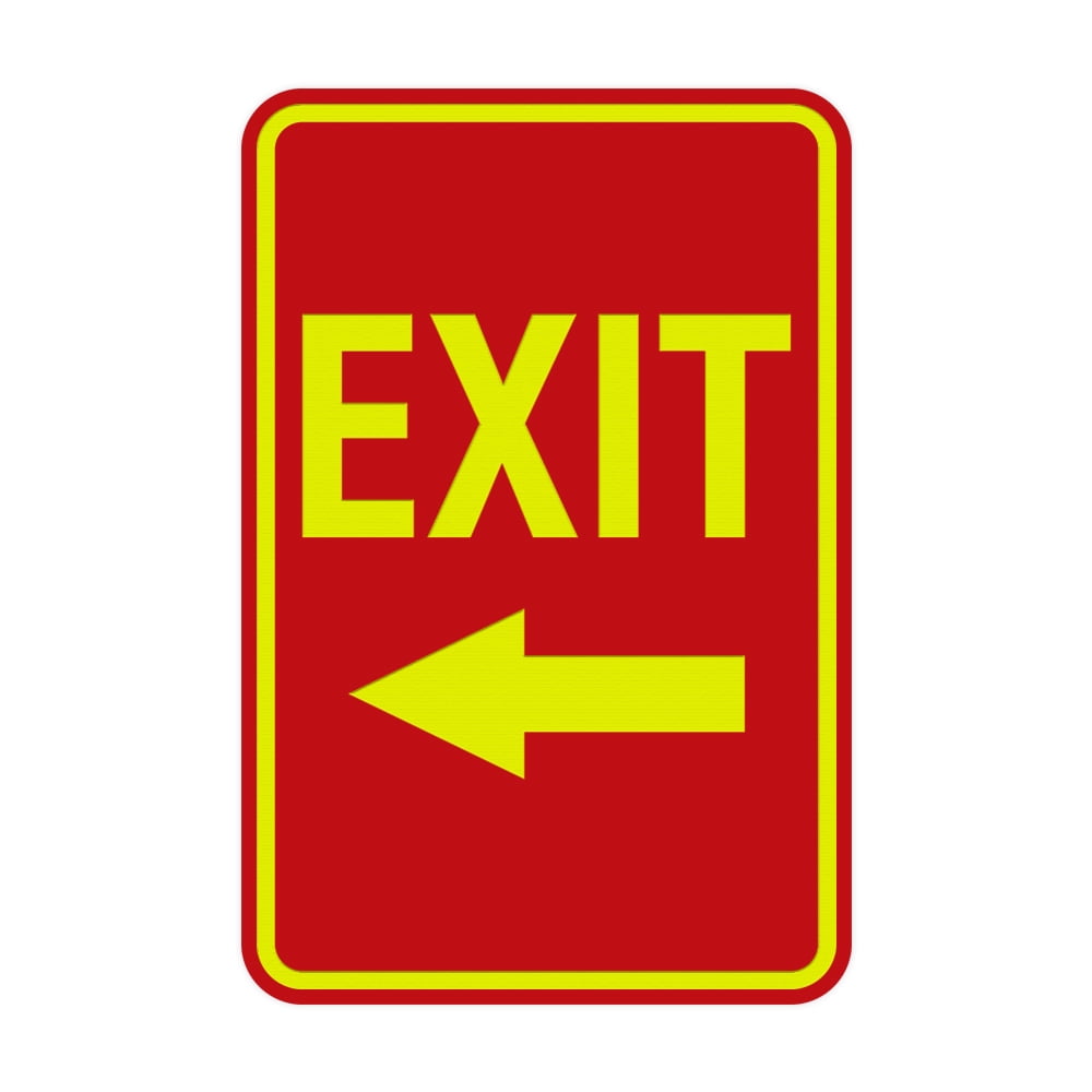 Portrait Round Exit Left Arrow Sign (Red/Yellow) - Medium 5" x 7 ...