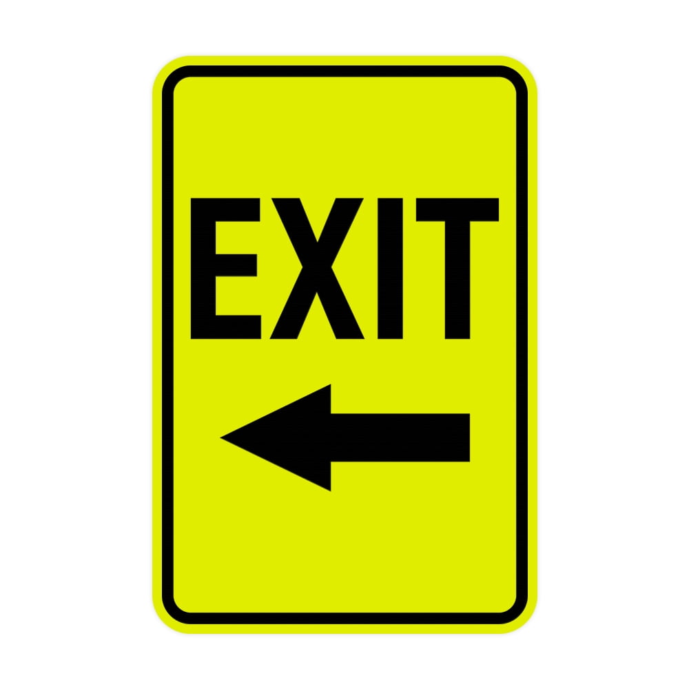 Portrait Round Exit Left Arrow Sign (Yellow / Black) - Large 6" x 8 ...