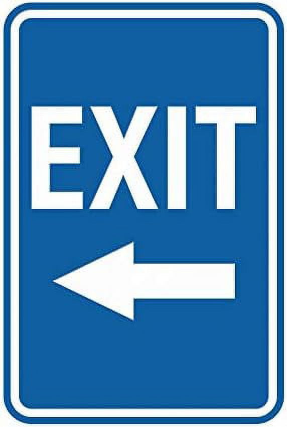 Portrait Round Exit Left Arrow Sign with Adhesive Tape, Mounts Any ...