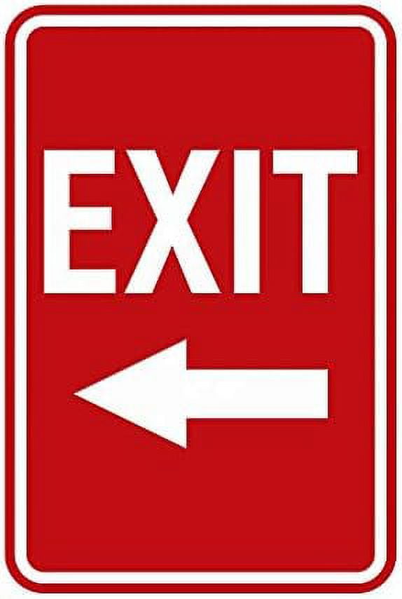 Portrait Round Exit Left Arrow Sign with Adhesive Tape, Mounts On Any ...
