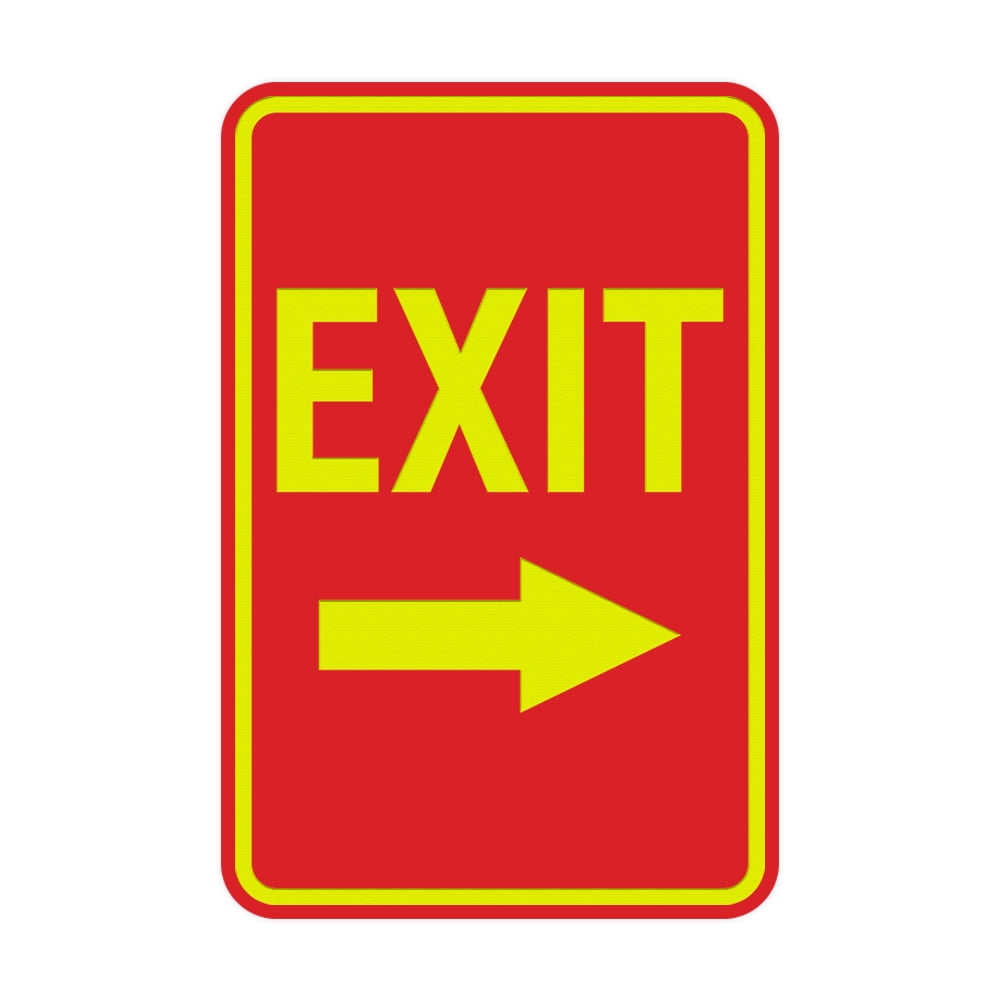 Portrait Round Exit Right Arrow Sign (Red/Yellow) - Small 4" x 6 ...