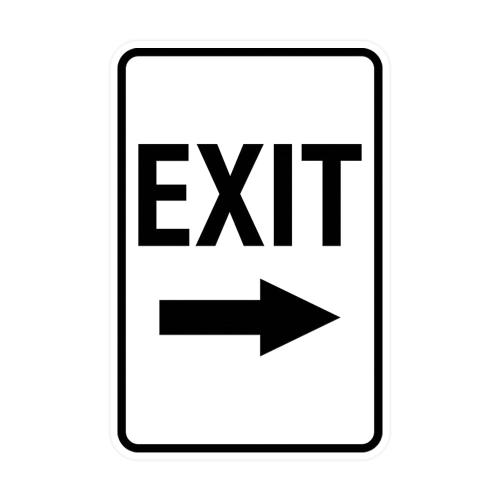 Portrait Round Exit Right Arrow Sign (White) - Large 6" x 8" - Walmart.com