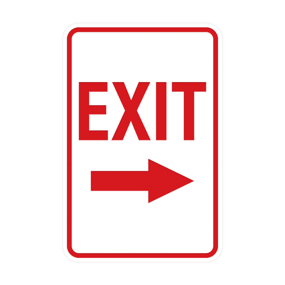 Portrait Round Exit Right Arrow Sign (White/Red) - Large 6" x 8 ...