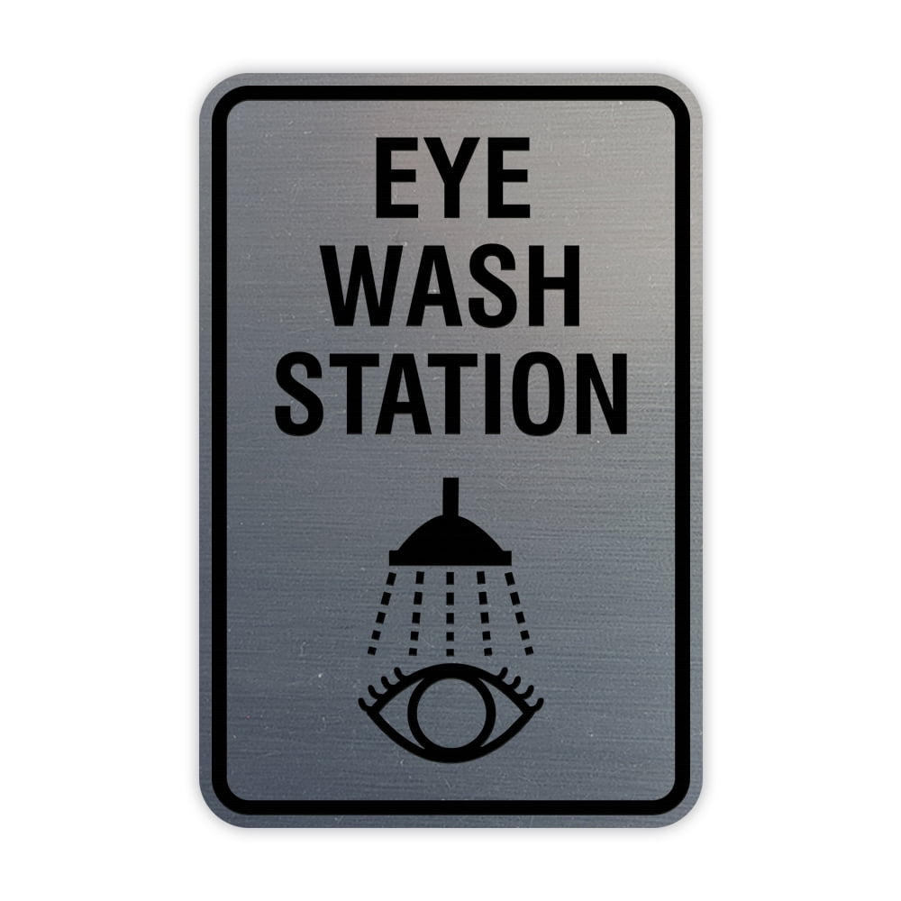 Portrait Round Eye Wash Station Sign (Brushed Silver) - Large - Walmart.com