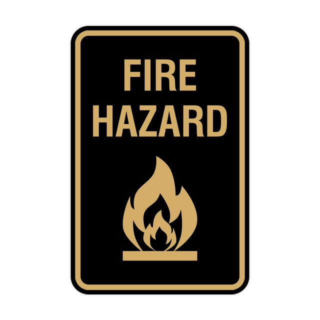 Portrait Round Fire Hazard Sign (Black Gold) - Large - Walmart.com
