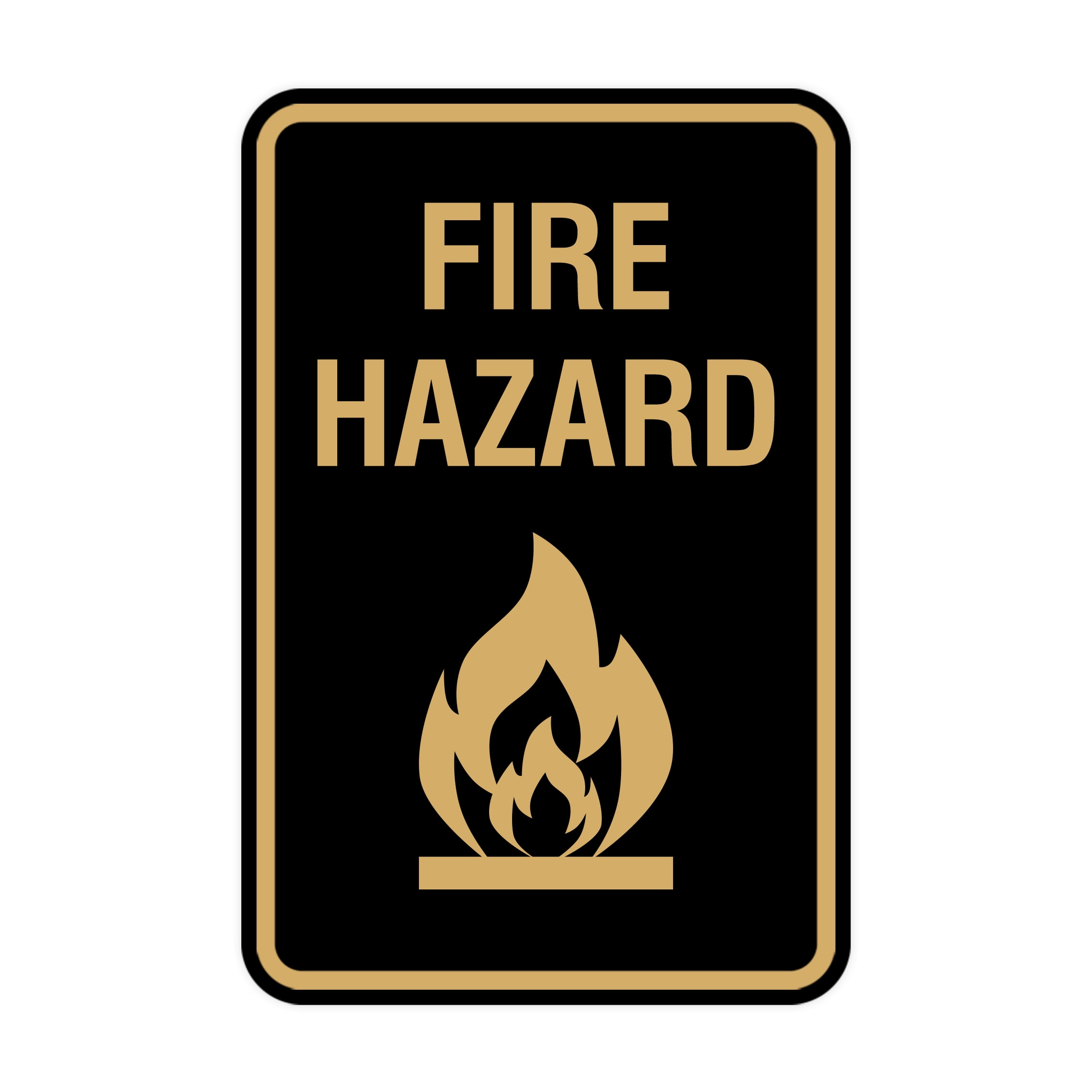 Portrait Round Fire Hazard Sign (Black Gold) - Medium - Walmart.com