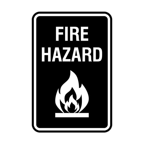 Portrait Round Fire Hazard Sign (Black) - Small - Walmart.com