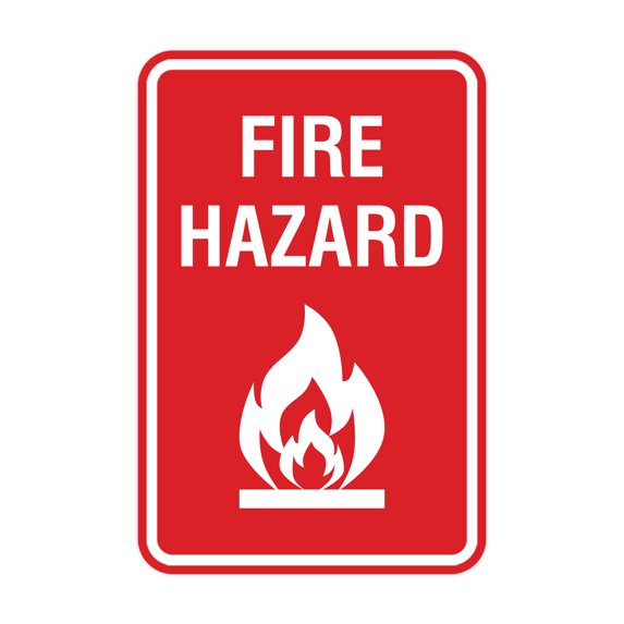 Portrait Round Fire Hazard Sign (Red) - Large - Walmart.com