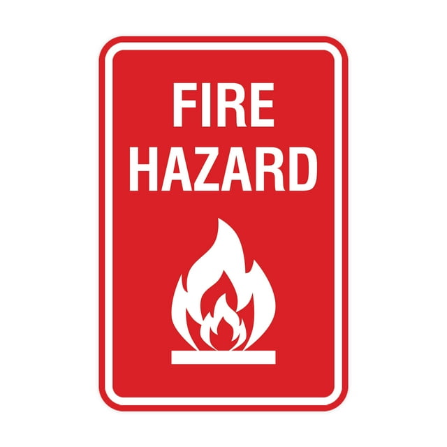 Portrait Round Fire Hazard Sign (Red) - Small - Walmart.com