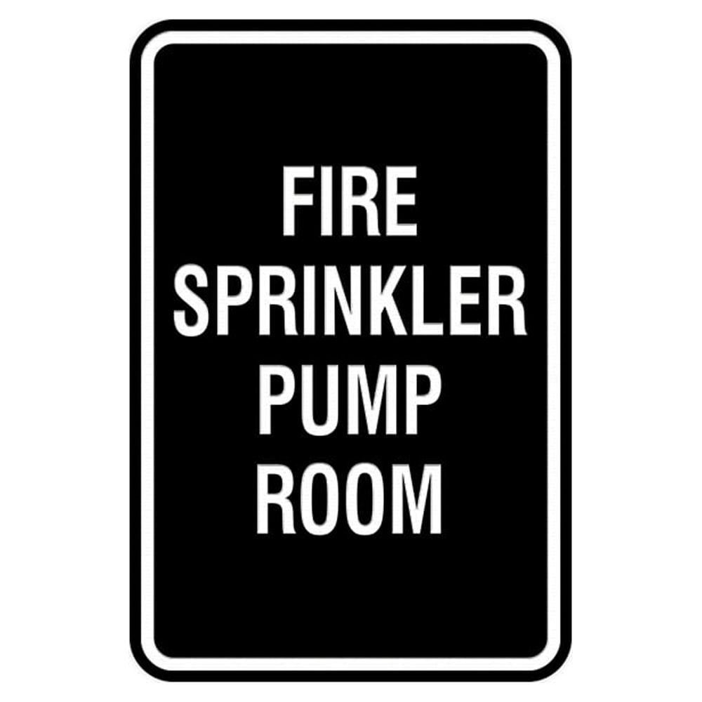 Portrait Round Fire Sprinkler Pump Room Sign (Black) - Large 6" x 8 ...
