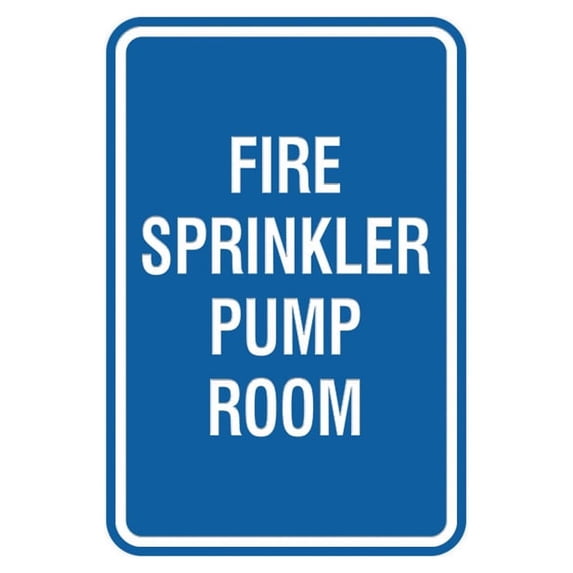 Portrait Round Fire Sprinkler Pump Room Sign (Blue) - Large 6" x 8 ...