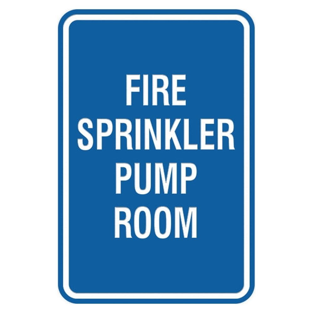 Portrait Round Fire Sprinkler Pump Room Sign (Blue) - Medium 5" x 7 ...
