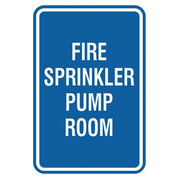 Portrait Round Fire Sprinkler Pump Room Sign (Blue) - Medium 5" x 7 ...