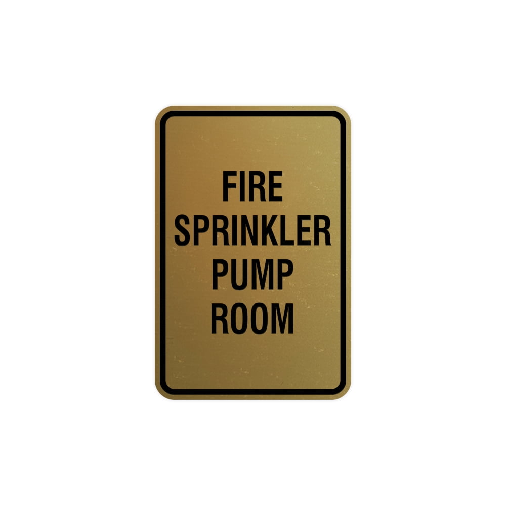 Portrait Round Fire Sprinkler Pump Room Sign (Brushed Gold) - Small 4 ...