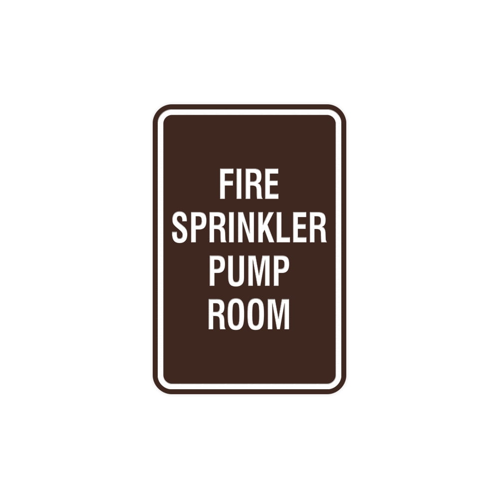 Portrait Round Fire Sprinkler Pump Room Sign (Dark Brown) - Large 6" x ...