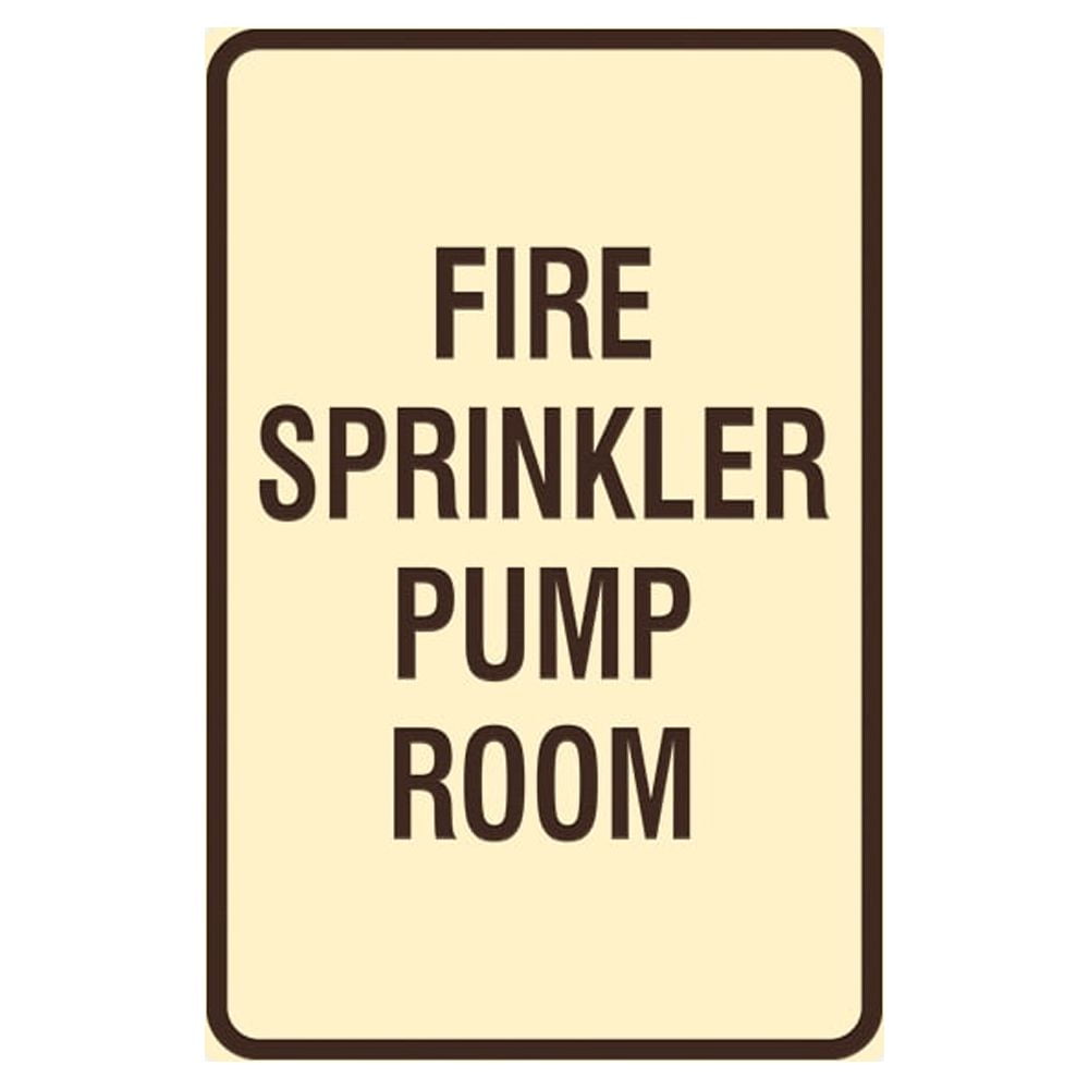 Portrait Round Fire Sprinkler Pump Room Sign (Ivory/Dark Brown) - Large ...