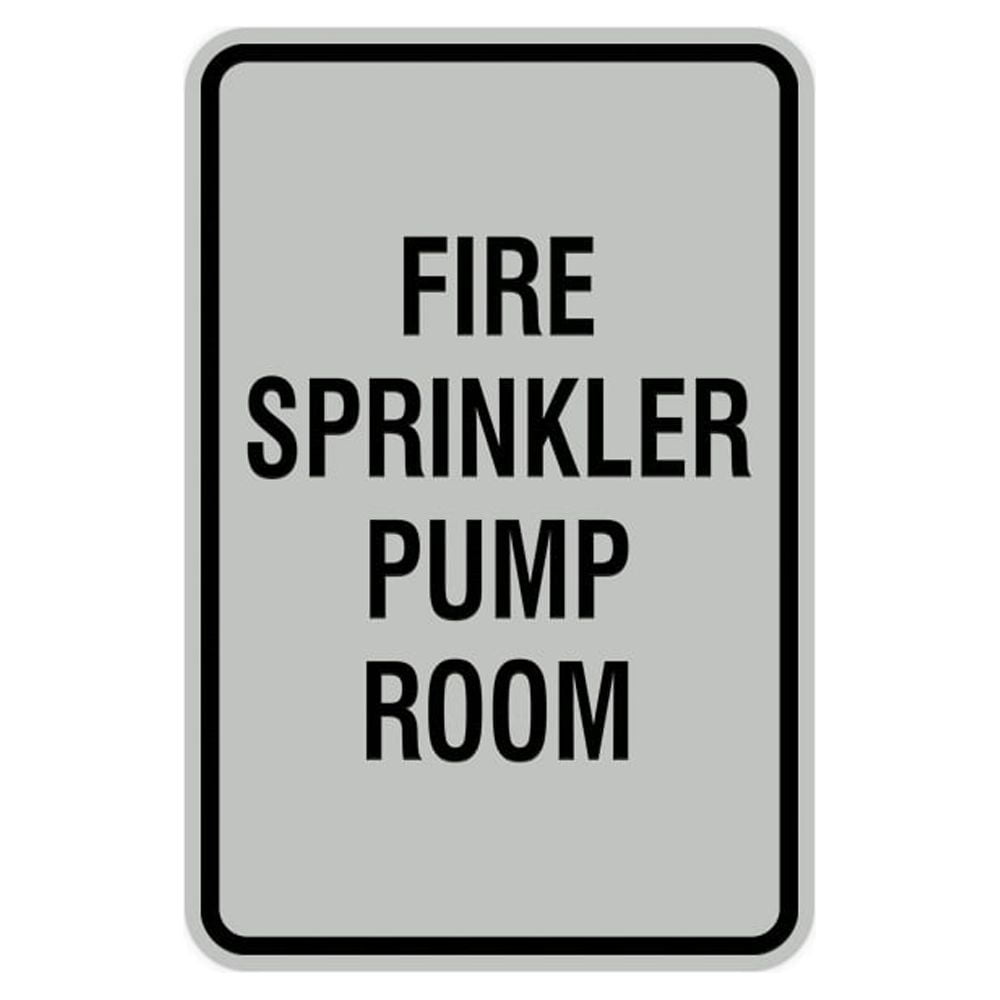 Portrait Round Fire Sprinkler Pump Room Sign (Lt Gray) - Small 4" x 6 ...