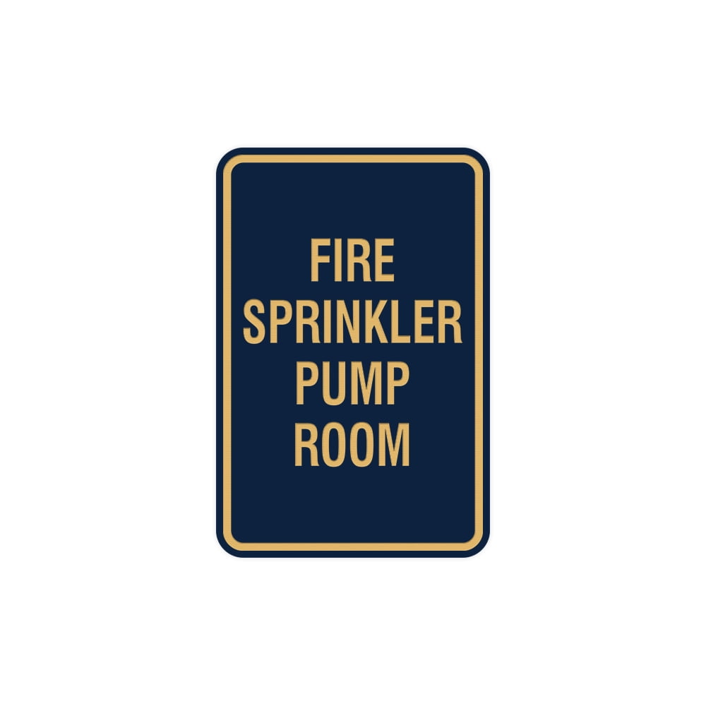 Portrait Round Fire Sprinkler Pump Room Sign (Navy Blue/Gold) - Large 6 ...