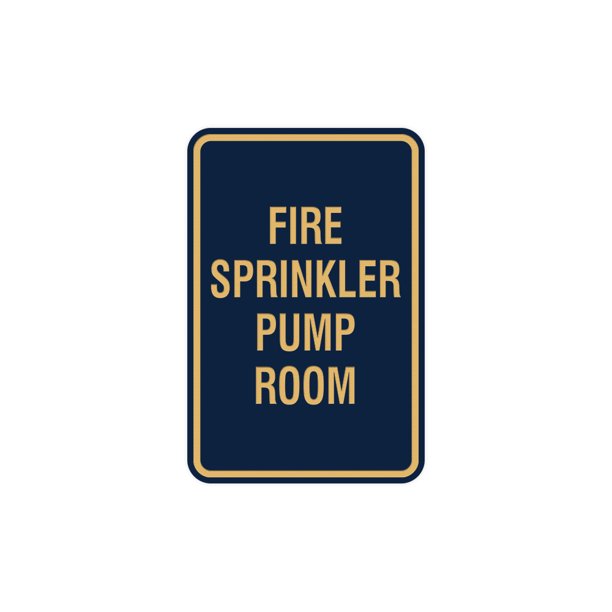 Portrait Round Fire Sprinkler Pump Room Sign (Navy Blue/Gold) - Large 6 ...