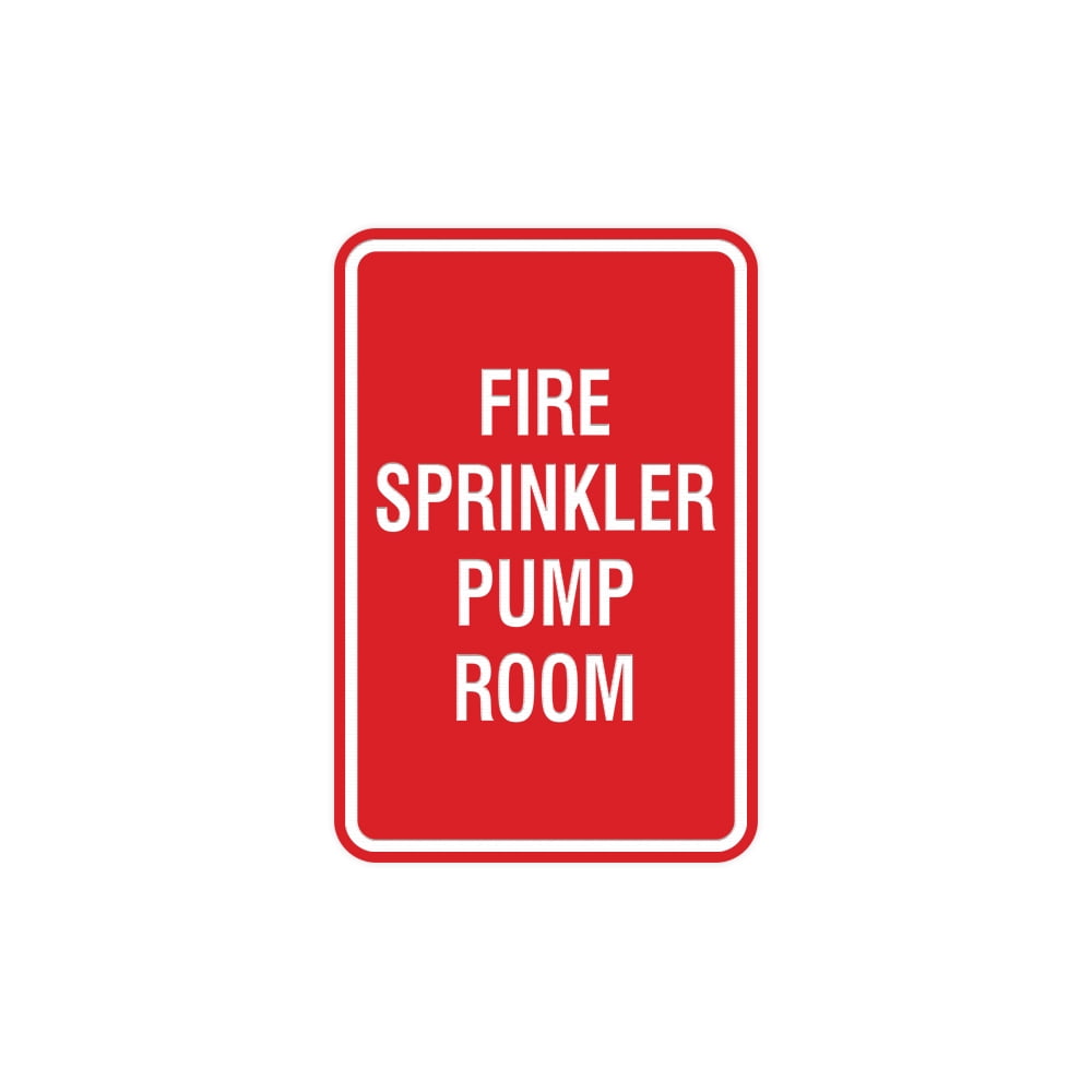 Portrait Round Fire Sprinkler Pump Room Sign (Red) - Large 6" x 8 ...