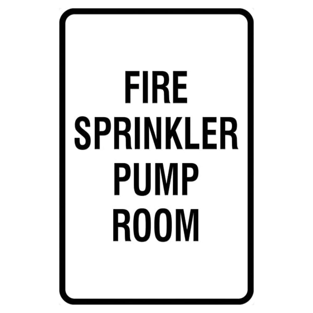 Portrait Round Fire Sprinkler Pump Room Sign (White) - Large 6" x 8 ...