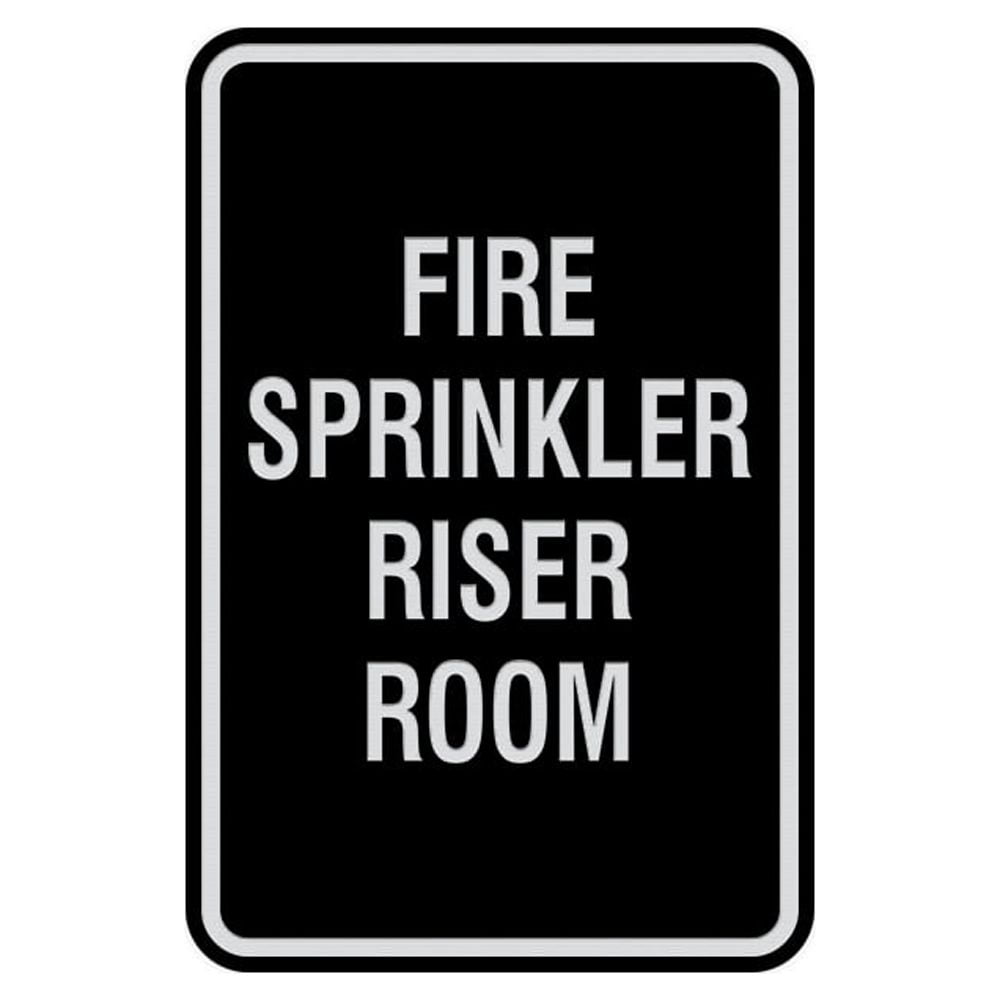 Portrait Round Fire Sprinkler Riser Room Sign (Black / Silver) - Large ...