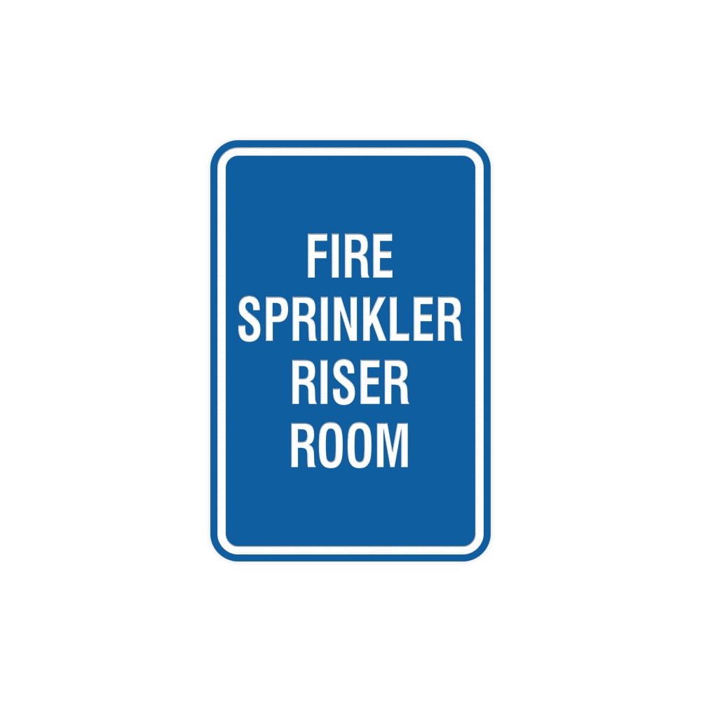 Portrait Round Fire Sprinkler Riser Room Sign (Blue) - Small 4" x 6 ...