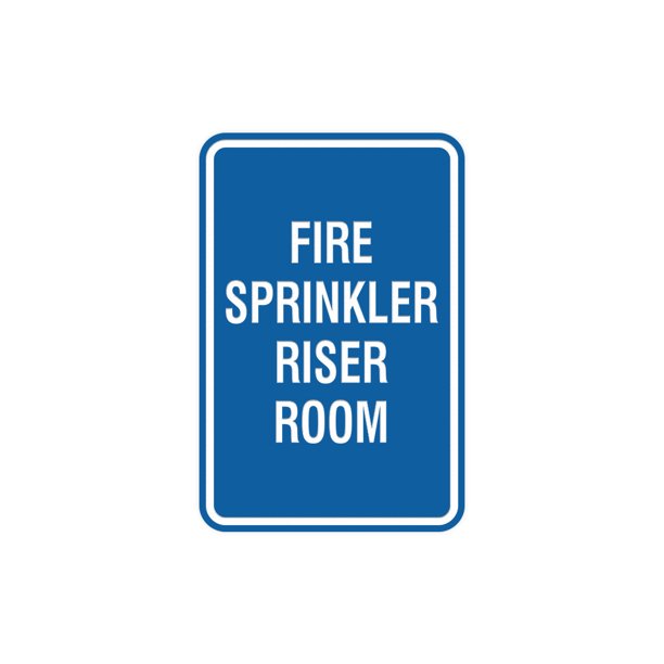 Portrait Round Fire Sprinkler Riser Room Sign (Blue) - Small 4" x 6 ...