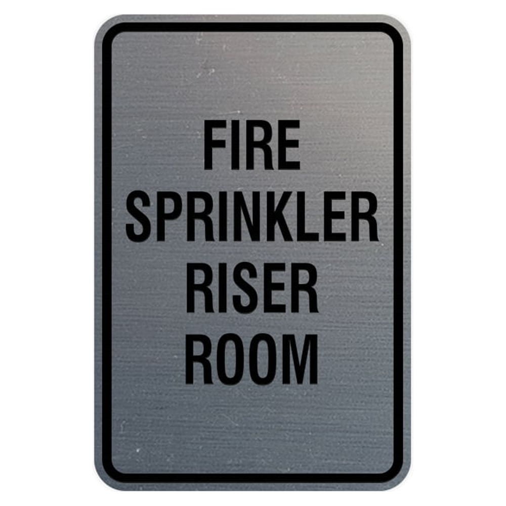 Portrait Round Fire Sprinkler Riser Room Sign (Brushed Silver) - Small ...