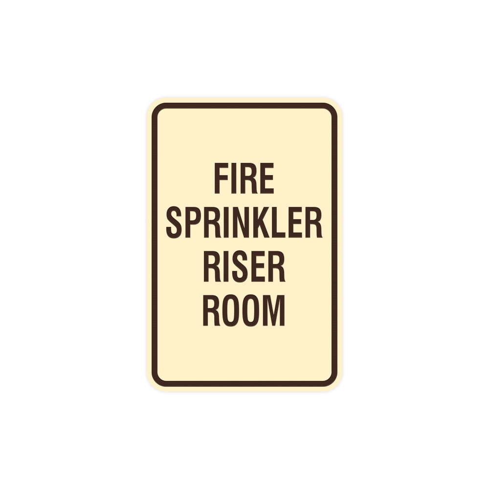 Portrait Round Fire Sprinkler Riser Room Sign (Ivory/Dark Brown ...