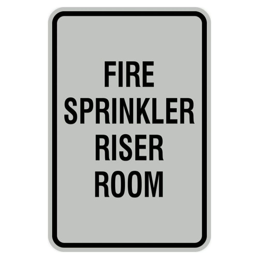 Portrait Round Fire Sprinkler Riser Room Sign (Lt Gray) - Small 4" x 6 ...