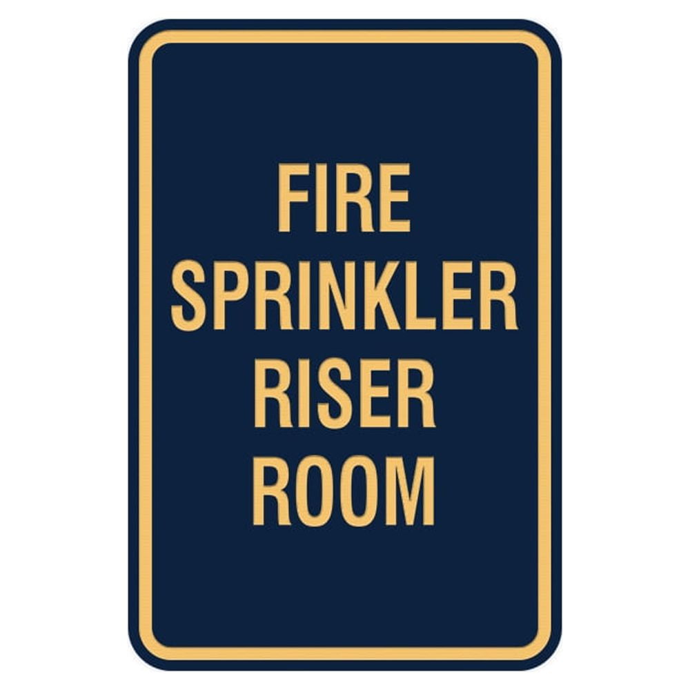 Portrait Round Fire Sprinkler Riser Room Sign (Navy Blue/Gold) - Medium ...